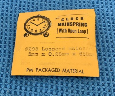 # 295 Loop End Clock Mainspring (5mm X 0.28mm X 650mm) NOS (329-WA15) L ...