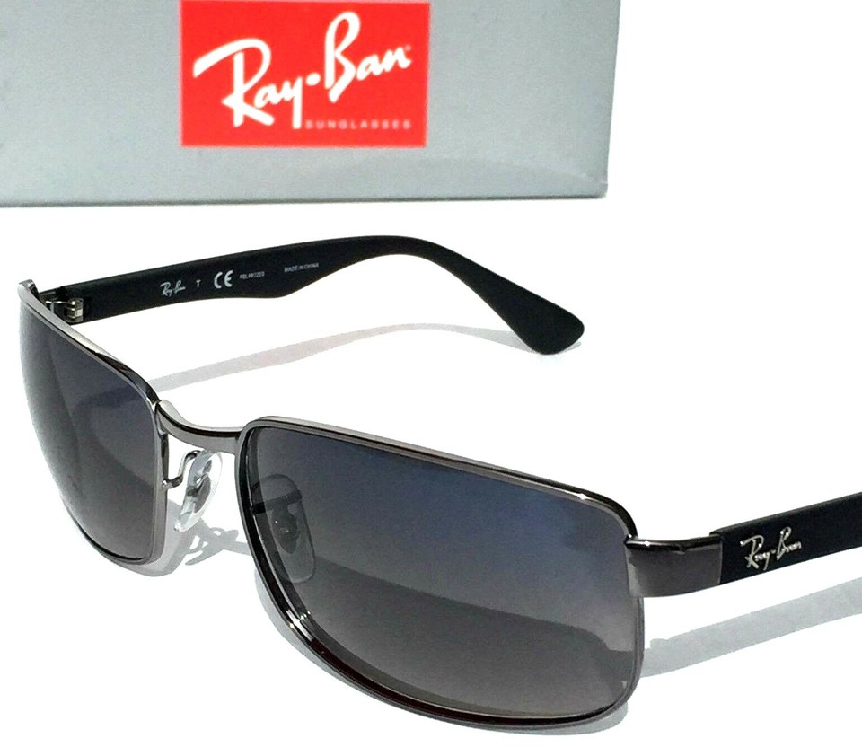 NEW* Ray Ban Gunmetal & Black w POLARIZED Grey Blue Lens Sunglass ...