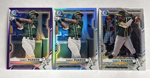 2021 Bowman Draft Robert Puason Purple Refractor /250 & (lot x2 more ...