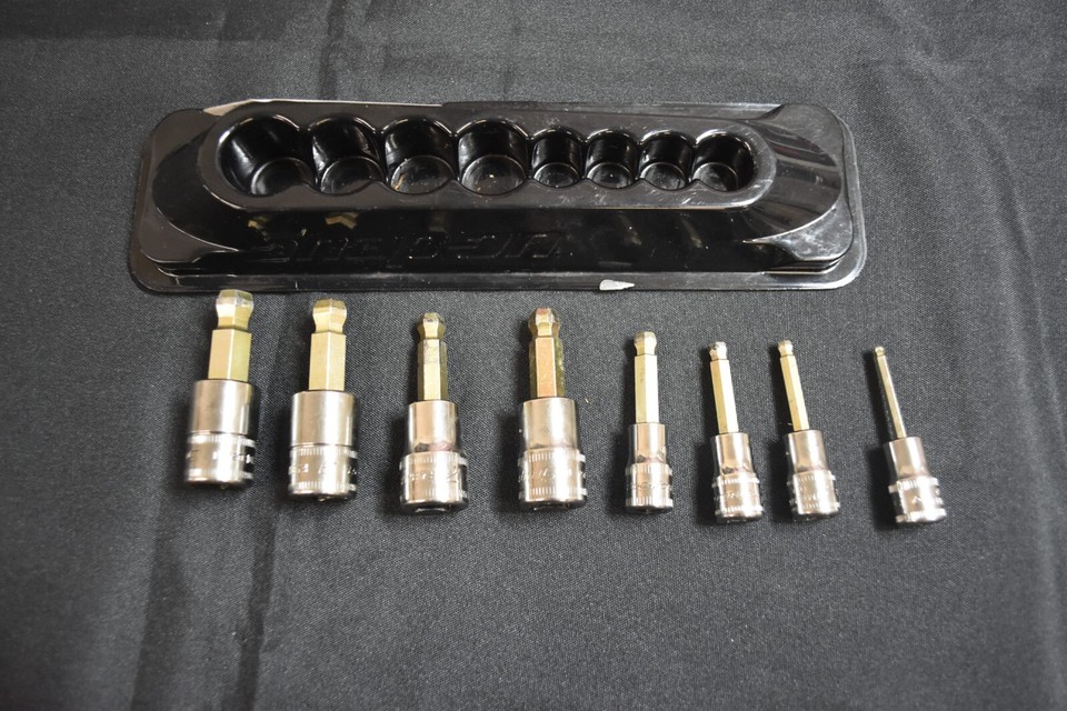 SNAP ON TOOLS USED METRIC BALL ALLEN HEAD SOCKET SET 8PC 3/8-1/4IN ...