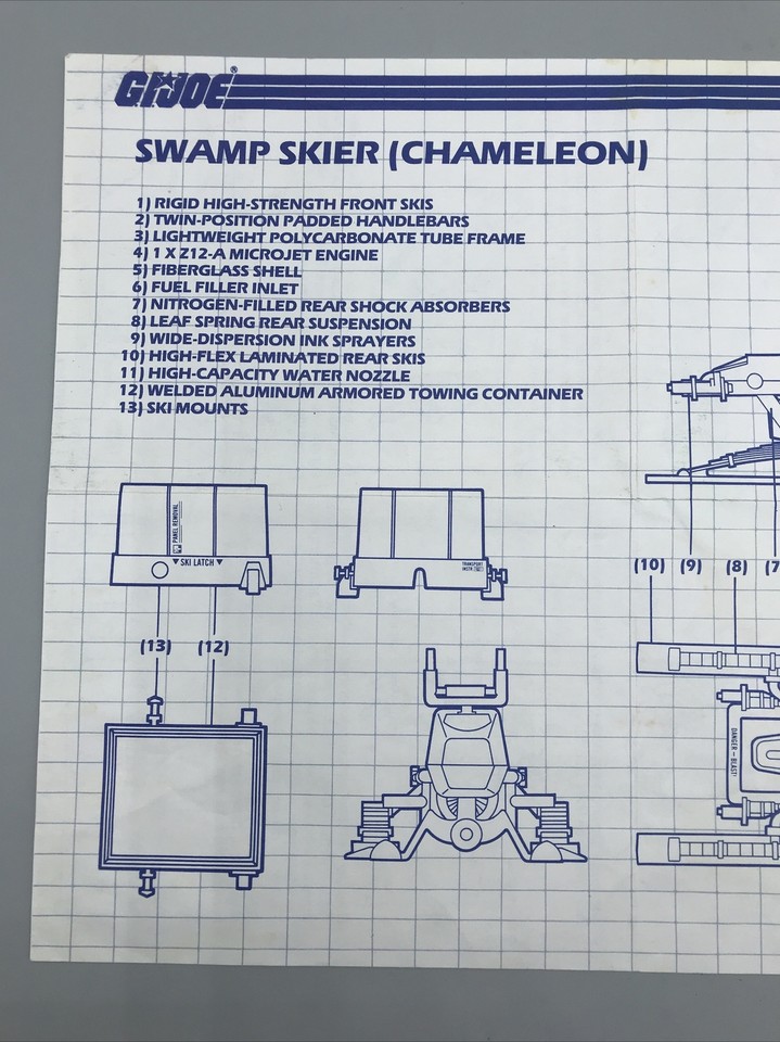 GI Joe Zartan Swamp Skier Original Blueprints 1984 Vintage HASBRO ARAH ...