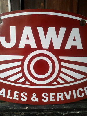 VINTAGE ORIGINAL PORCELAIN ENAMEL SIGN JAWA MOTOR BIKE SALES & SERVICE ...