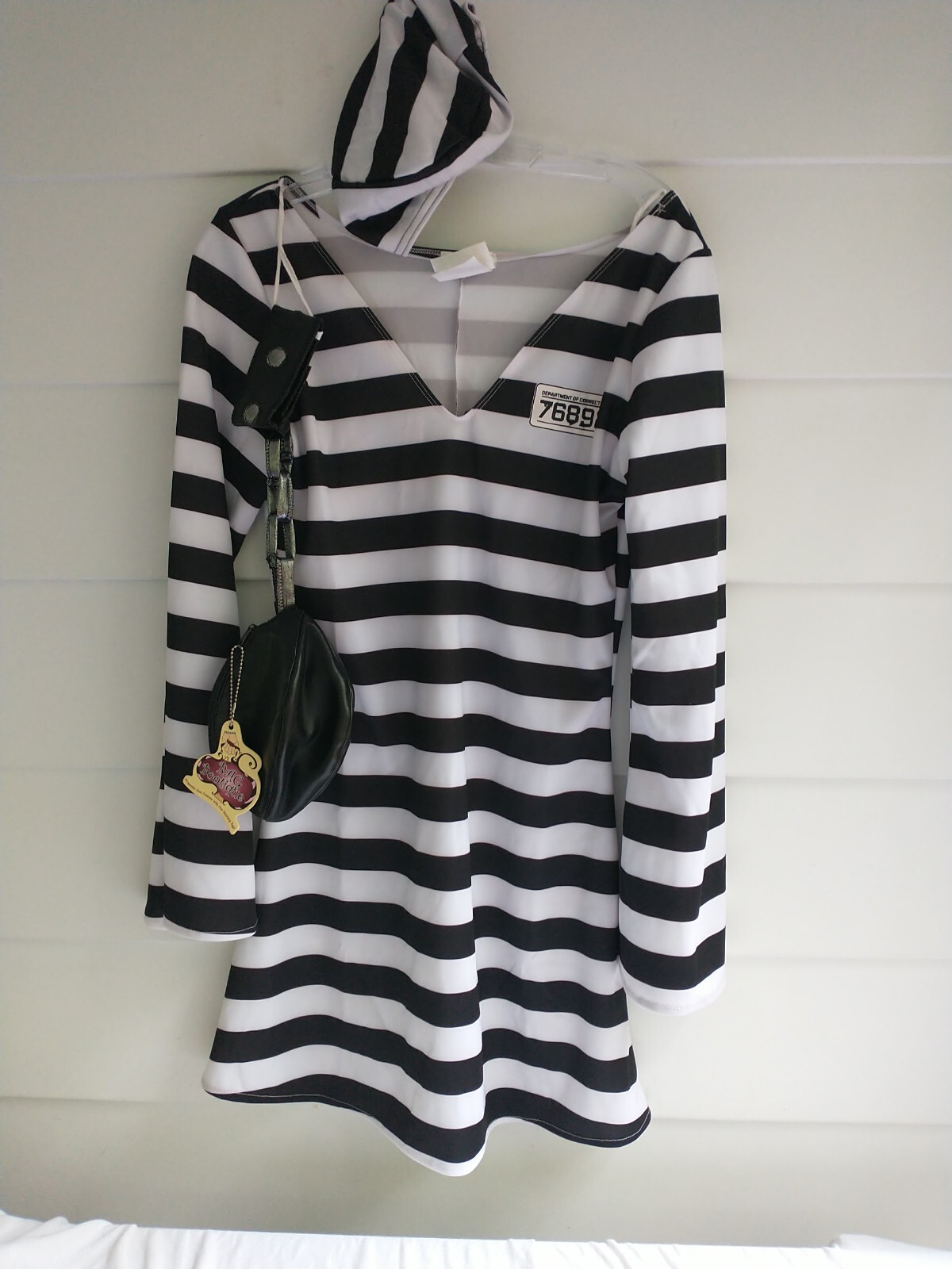Prisoner Convict Striped Costume Dress Hat Ball & Cha… - Gem
