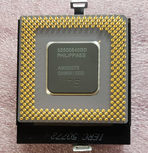 Vintage Intel SX969 Pentium 75 MHz socket 5 ceramic CPU, Dell heatsink ...