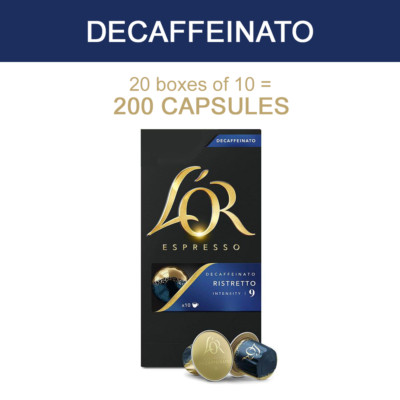 L'OR 200 Nespresso Compatible Capsules Decaf Intensity 9 [200 Coffee ...
