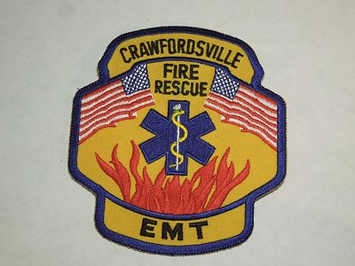 Vintage Crawfordsville Indiana Fire Rescue EMT Embroidered Iron On ...
