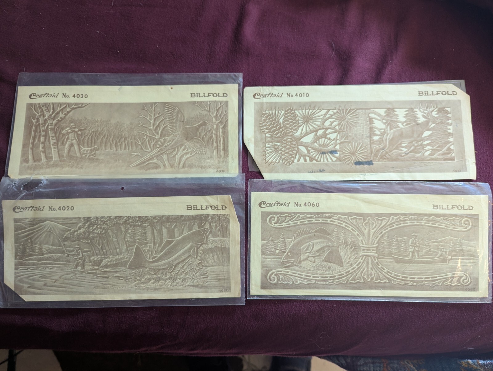 4 Lot Craftaid Leather Carving Design Templates Fish Deer Hunting | eBay