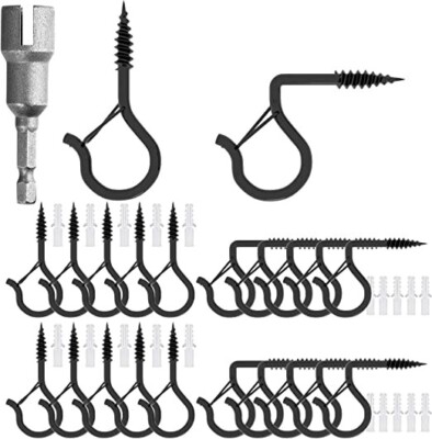 21 pc Q Hanging Hooks w Wing Nut Driver Heavy Duty Outdoor Hooks Lights ...