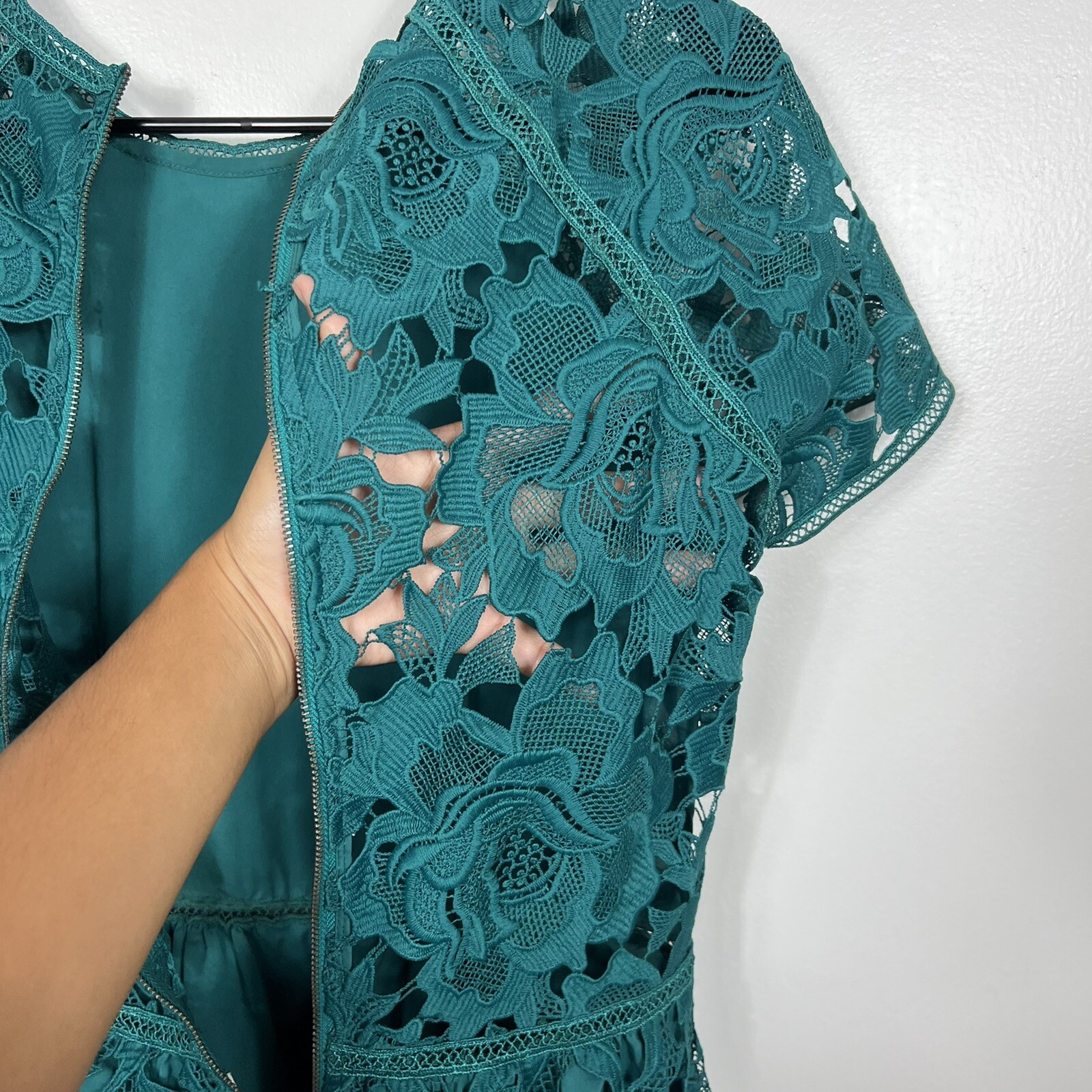 Urban Outfitters Saylor Valencia laser cut green dres… - Gem