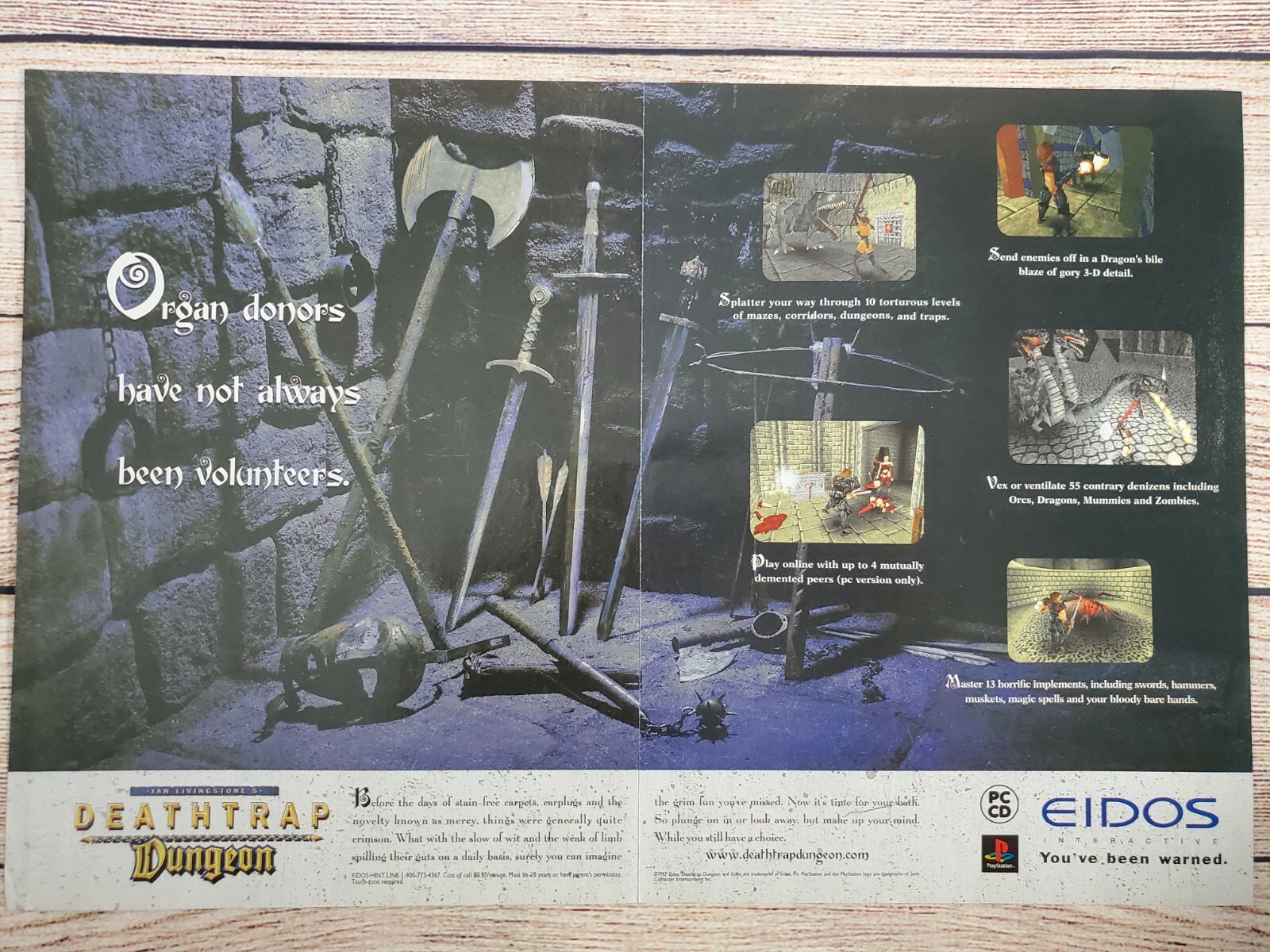 Deathtrap Dungeon Playstation 1 PS1 PC Magazine Promotional Ad Print ...