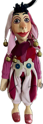 Wooden Czech Marionette Triangular Rod Controller Jester Bells Cloth ...