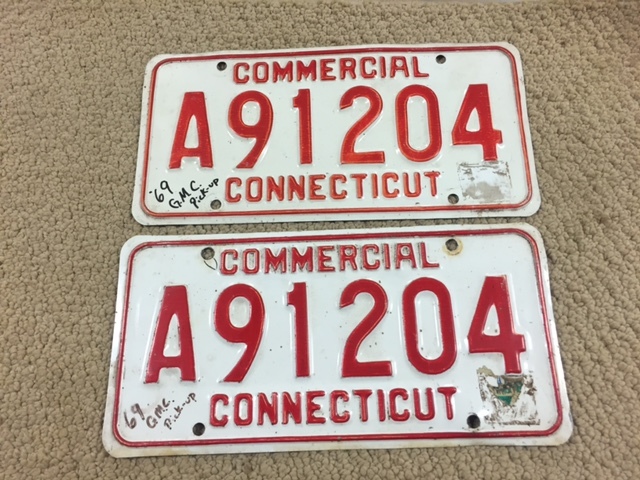 Vintage lot of (2) CONNECTICUT COMMERCIAL PLATES TAKE A LOOK- DON'T ...