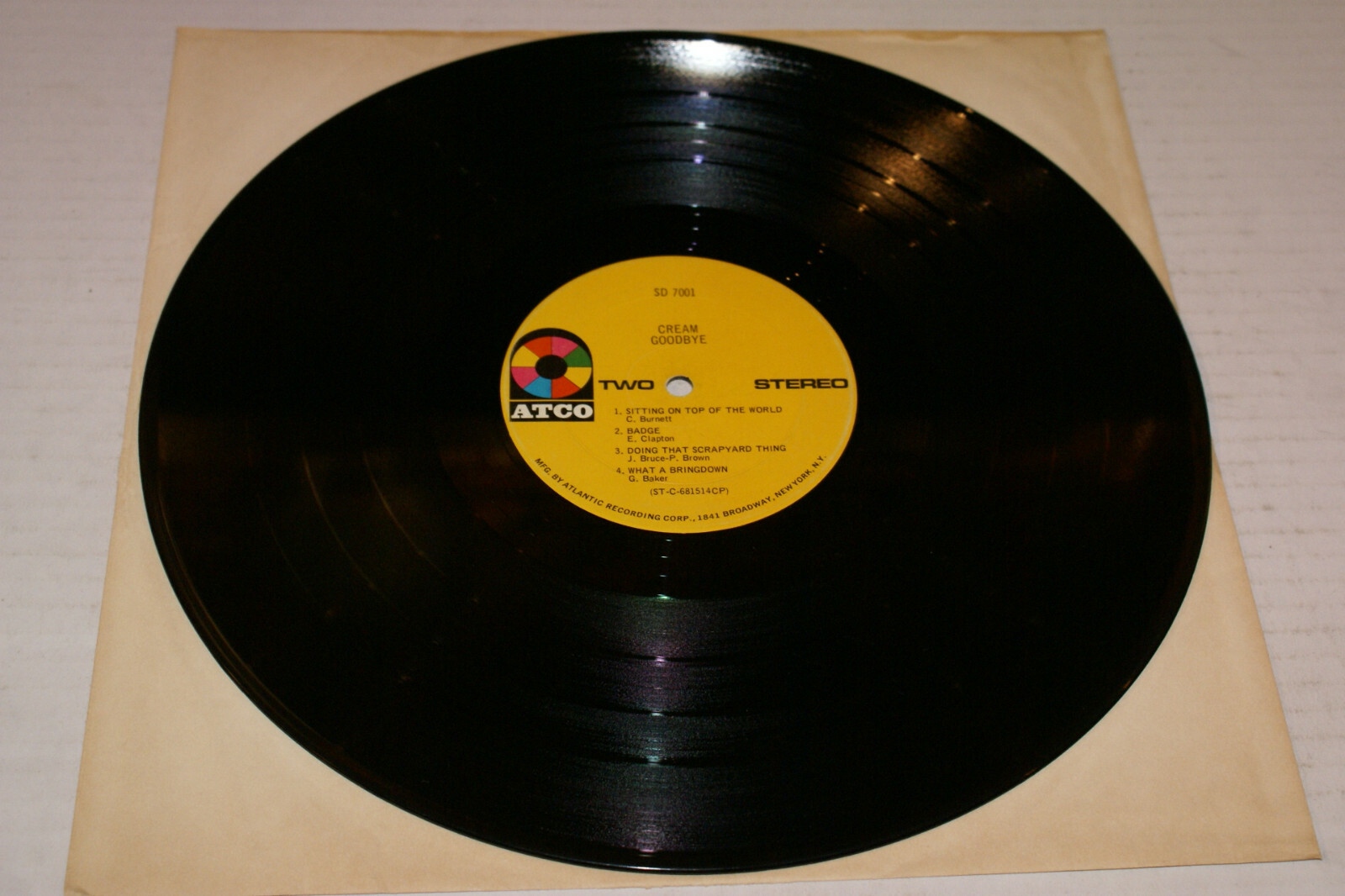 Cream Goodbye vinyl ATCO Record Ginger Baker Eric Clapton GF LP 1969 ...