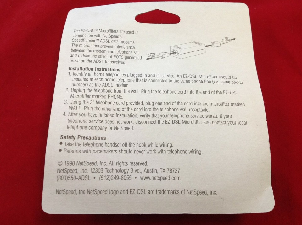 Netspeed EZ-DSL Microfilter In-Line Phone Filter | eBay