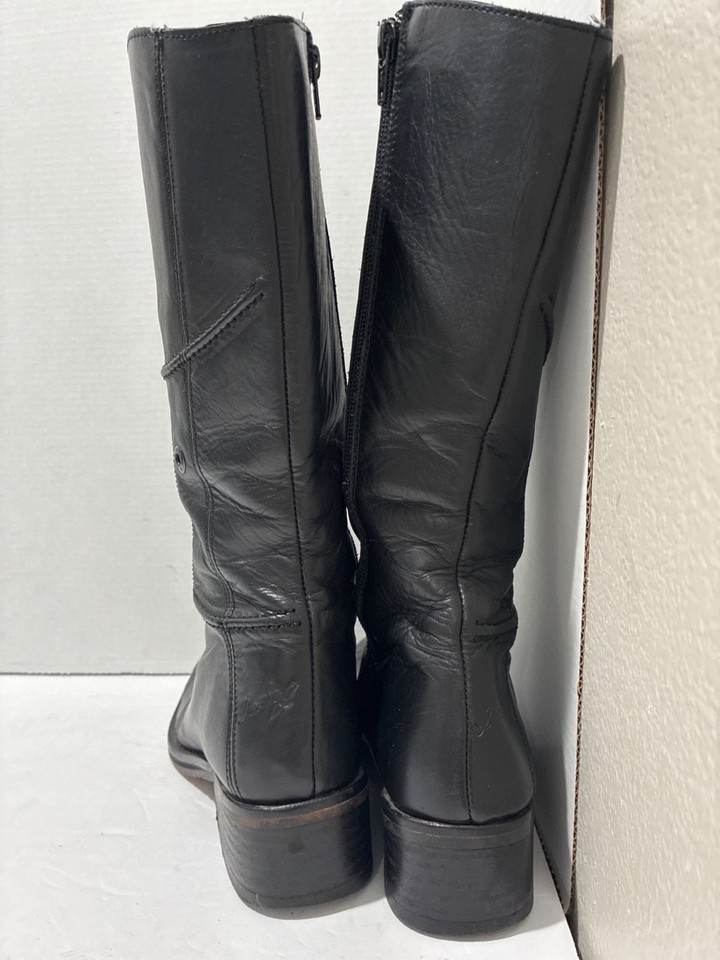 DESTROY Leather Boots Black Block Heel Made Spain Womens gothic Siz 37 ...