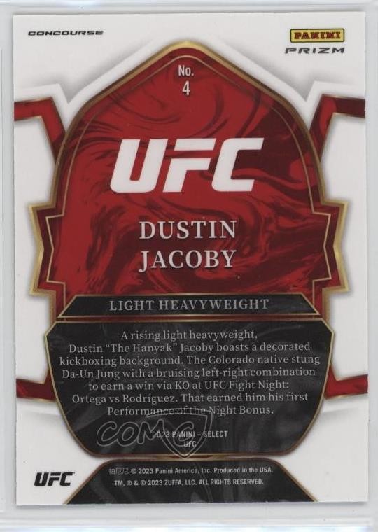 2023 Panini Select UFC Concourse Silver Prizm Dustin Jacoby #4 | eBay