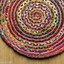 ⭐Round Chindi Rag Rug Jute & Cotton Multicolour Braided Shabby 60 90 ...