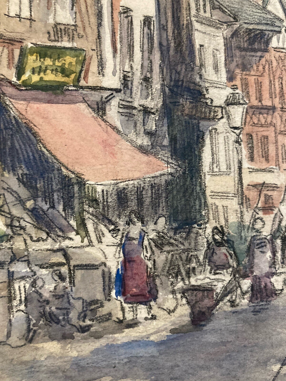 Beautiful Drawing Gouache Watercolour Paper Scene Of Rue Barbet Roan ...