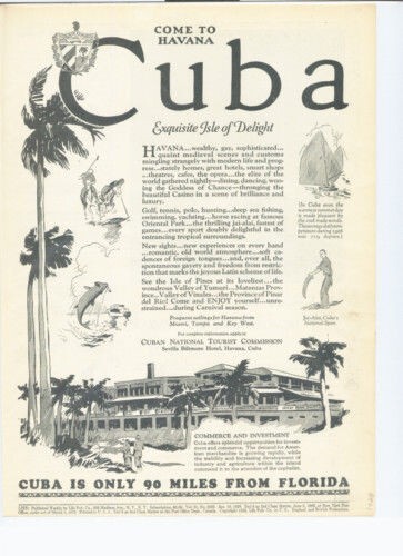 1928 CUBAN NATIONAL TOURIST HAVANA SPORT JAU-ALAI TRAVEL BILTMORE AD ...