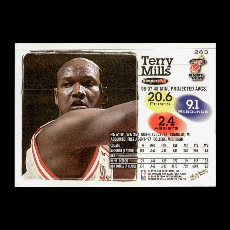 Terry Mills 1998-99 Hoops Miami Heat #263 R331E 85 | eBay
