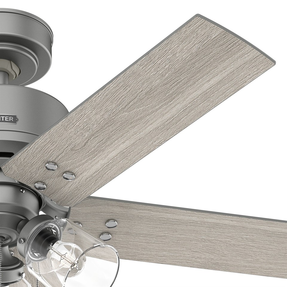 Hunter Fan 44 inch Indoor Casual Matte Silver Ceiling Fan w Light and ...