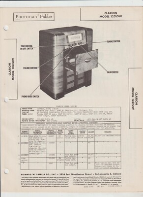 1948 CLARION Model 1231OW Radio/Phonograph Service Manual SAMS ...