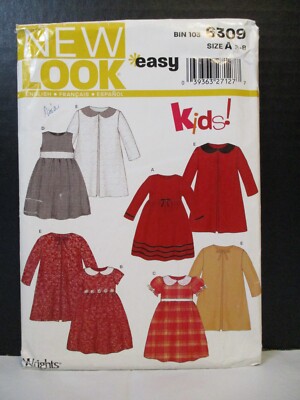 New Look Pattern 6309 Dress & Coat Girls Size A (3-6) Cut Complete ...