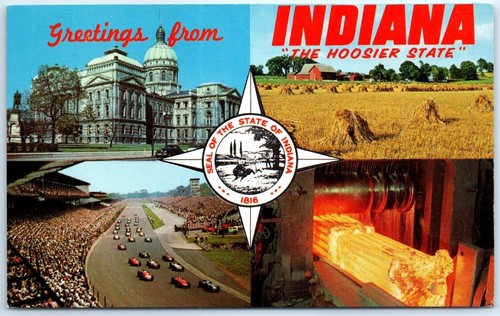 Postcard Greetings from Indiana The Hoosier State USA North America | eBay