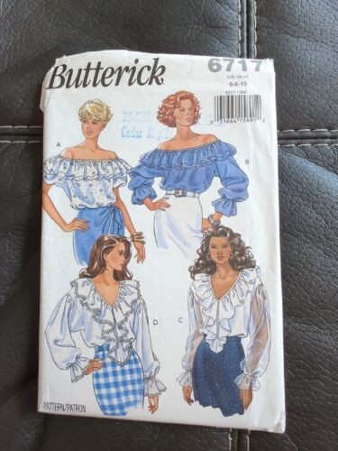 Butterick 6717 Sewing Pattern Ruffle Peasant Top Shirt Misses Sizes 6 ...