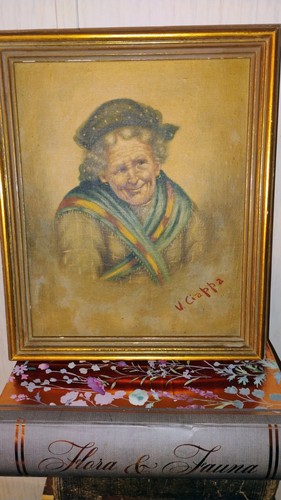 V Ciappa Oil Painting. Old Woman Wife Of Sailor. Date On Back Of ...