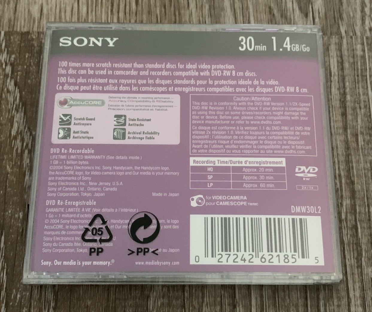 Sony DVD-RW Mini Disc, DVD-RW, 8CM, 30M, 1.4GB 7107 - Brand New/Sealed ...
