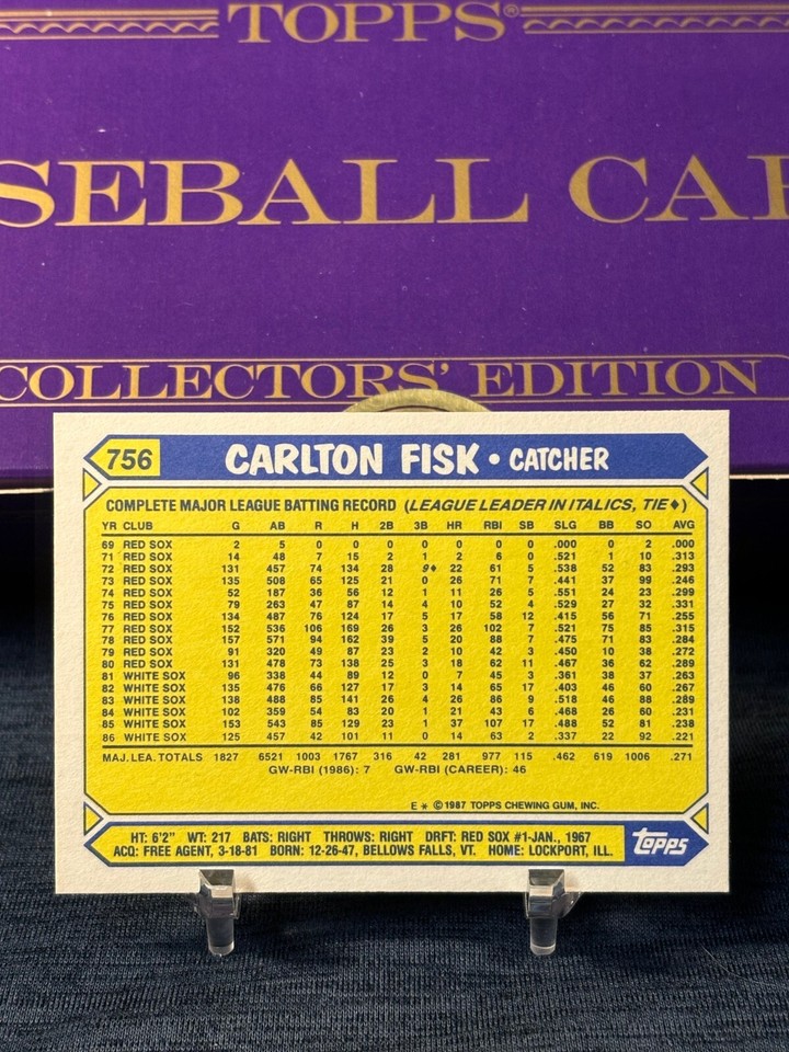 1987 TOPPS TIFFANY COLLECTORS SET #756 - CARLTON FISK | eBay