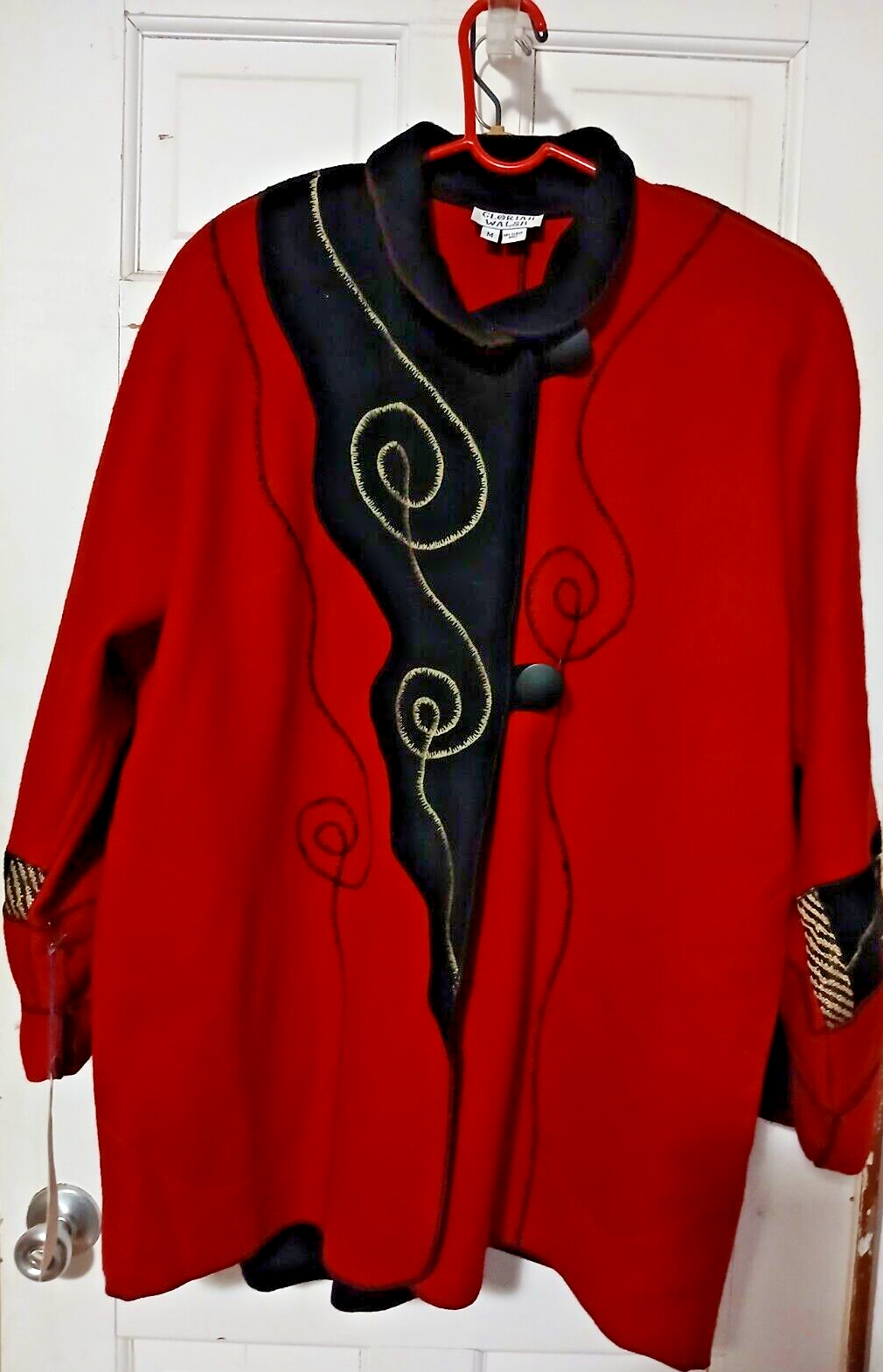Gloria Walsh Handmade - Red and Black Art to Wear jacket - Size M/L | eBay