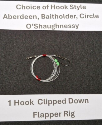 1 hook flapper rigs Clipped Down Choice of Hook Style 7/0 to size 4 | eBay
