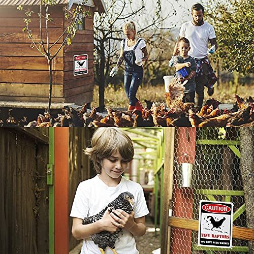 2pack Caution Tiny Raptors Sign Aluminum Chicken Coop Signs For Farm ...