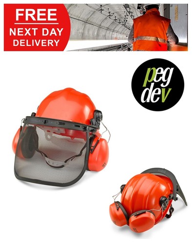 PPE RED FORESTRY KIT SAFETY HELMET, EAR DEFENDERS, FACE SHIELD HGBBFKBS ...