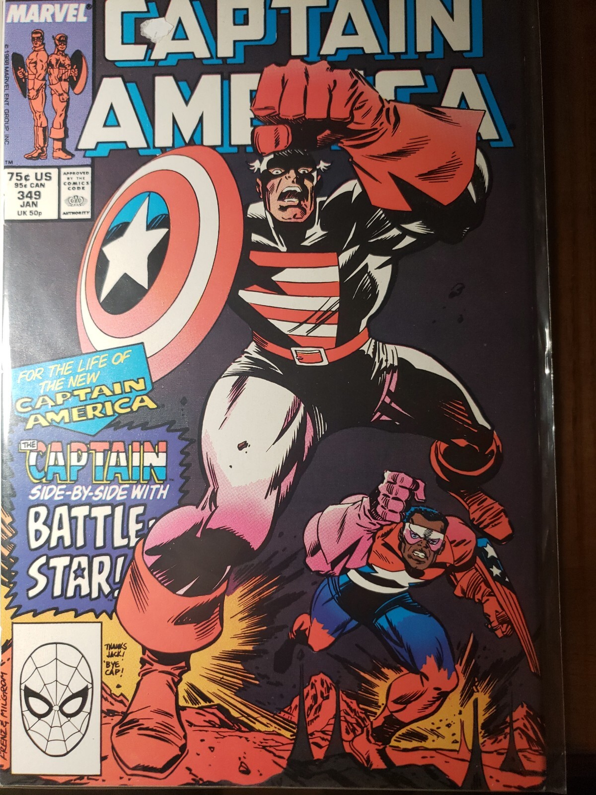 CAPTAIN AMERICA #349 Jan 1989 Battle Star U.S. Agent Marvel Newsstand ...