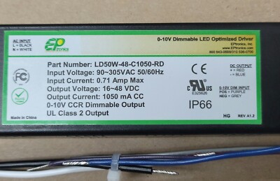 EPTronics LD50W-48-C1050-RD Class 2 Led Driver Dimmable IP66 | eBay