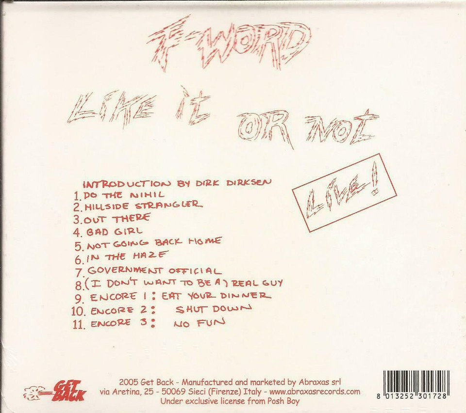 F-WORD LIKE IT OR NOT LIVE CD NEW SEALED 2005 ALBUM DIRK DIRKSEN | eBay