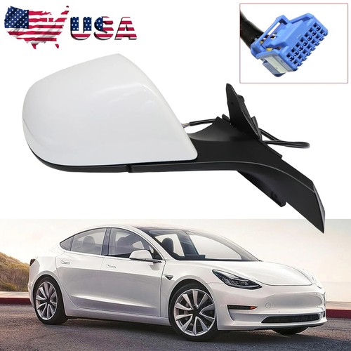 White Right Passenger Side Mirror Heated Power Fold Fit Tesla Model 3 ...
