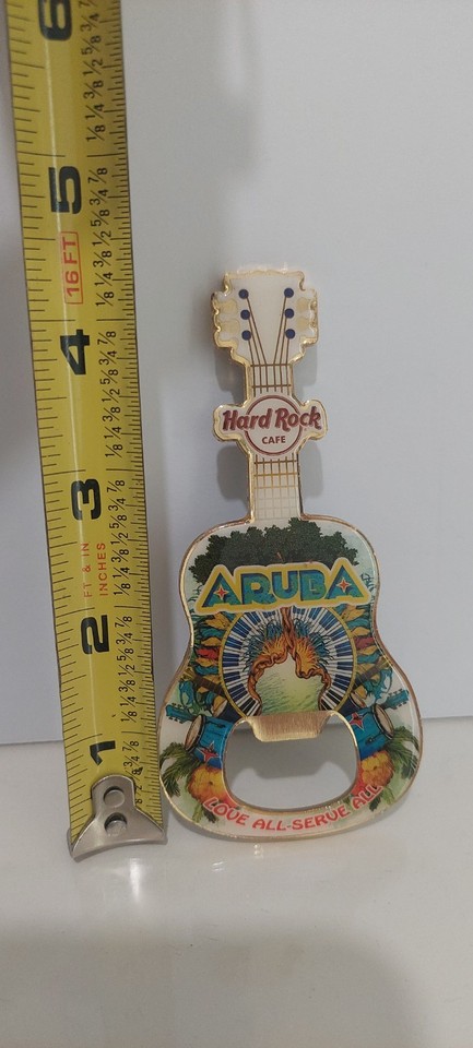 Aruba Metal Bottle Opener Souvenir 4.5" Guitar Shape Magnet Back | eBay