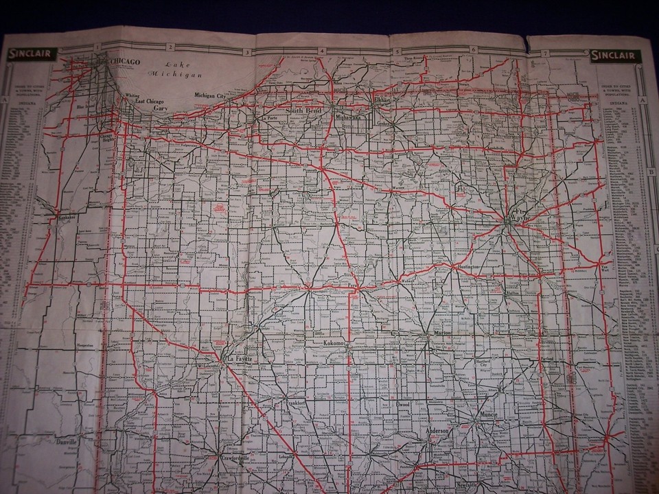 Vintage 1934 Sinclair Indiana Road Map | eBay