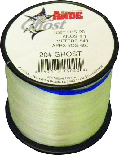 Ande G14-20C Ghost Monofilament Fishing Line, 1/4-Pound Spool, 20-Pound ...