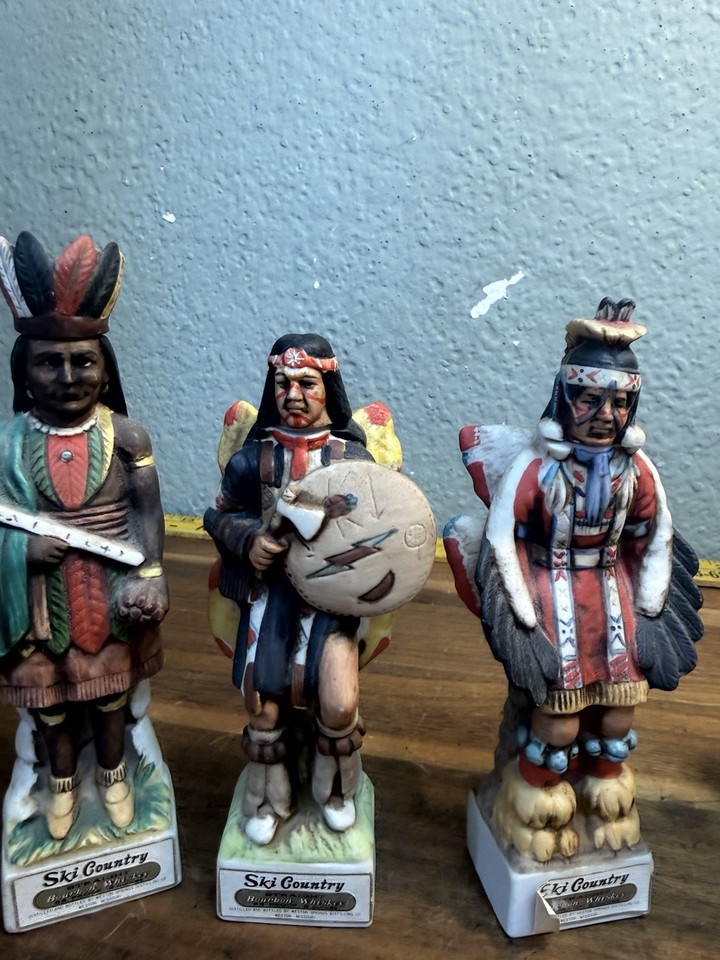 Vintage Ski Country Native American 2oz Whiskey Decanters EMPTY Lot of ...