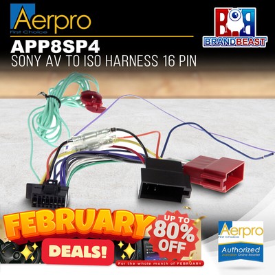 Aerpro APP8SP4 APP8 Secondary ISO Harness to Suit Sony AV Headunits | eBay