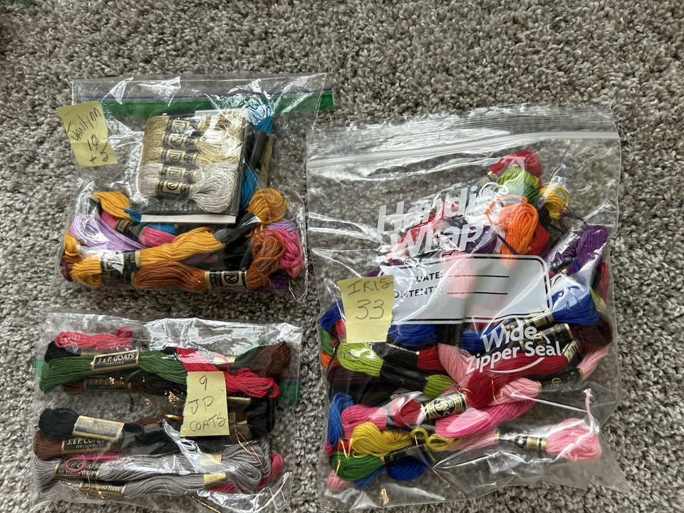 Huge Lot 172 Skeins Embroidery Thread Floss DMC/JP Coats/Iris Sewing ...