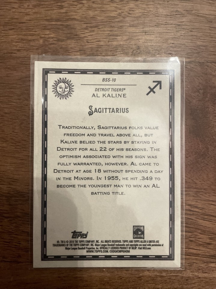 2019 TOPPS ALLEN & GINTER BASEBALL STAR SIGNS #BSS-10 AL KALINE ...
