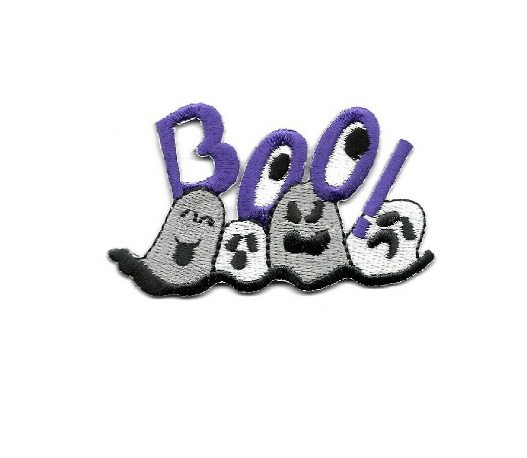 Ghost - Halloween - Purple BOO - Embroidered Iron On Applique Patch ...