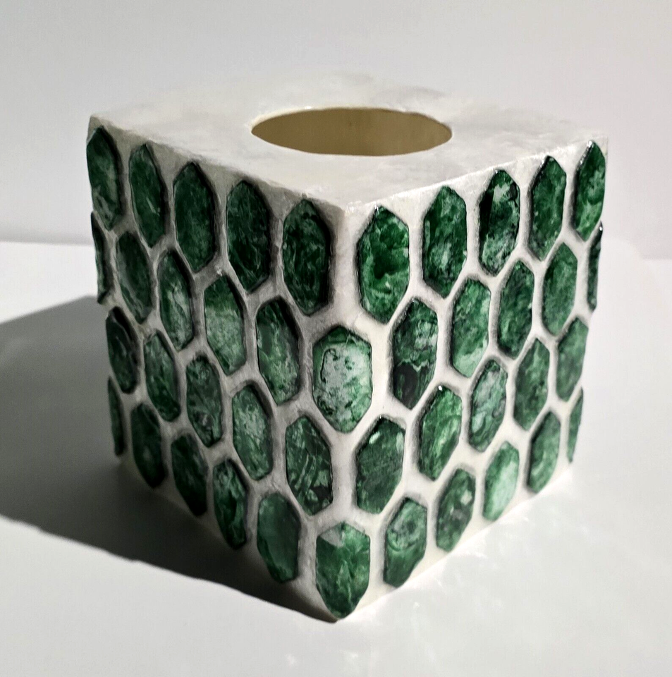 NEW MARTHA STEWART EMERALD GREEN MOP,CAPIZ SHELL TISSUE,NAPKIN HOLDER ...