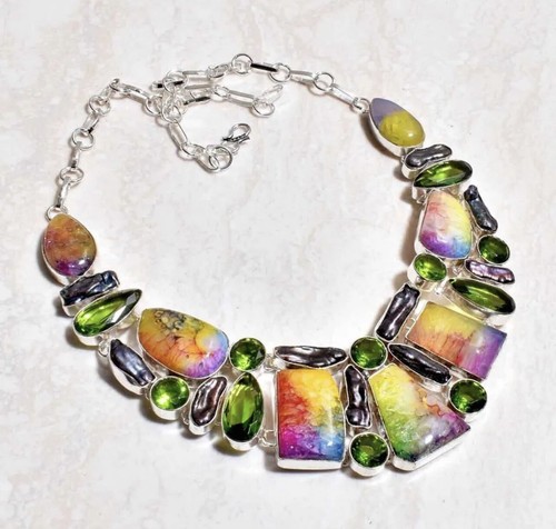 Roz’s Rocking Rainbow Solar Quartz Peridot Handmade Big Necklace ...